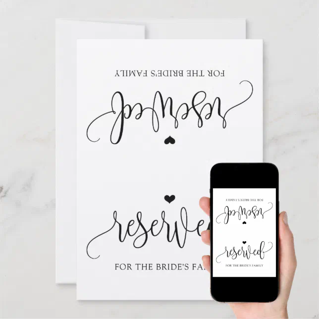 Rustic Calligraphy Reserved Sign Tent (Kraft) Invitation | Zazzle