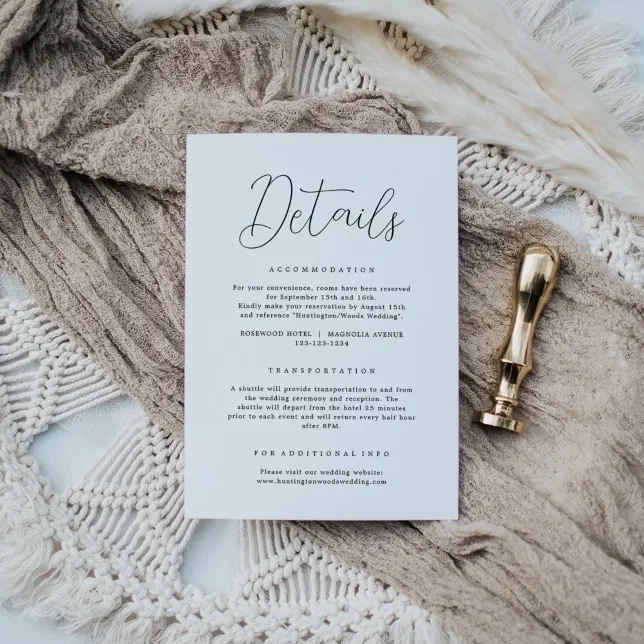 Rustic Calligraphy Wedding Details Enclosure Card | Zazzle