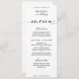 Rustic Calligraphy Wedding Dinner Menu | Zazzle