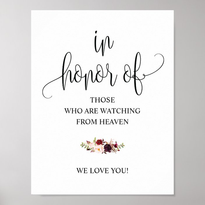 Rustic Calligraphy Wedding Memorial Table Sign | Zazzle.com