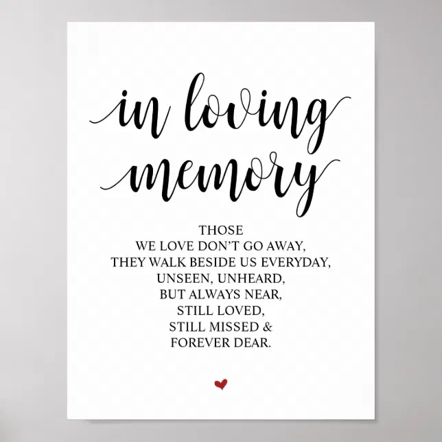 Rustic Calligraphy Wedding Memorial Table Sign | Zazzle