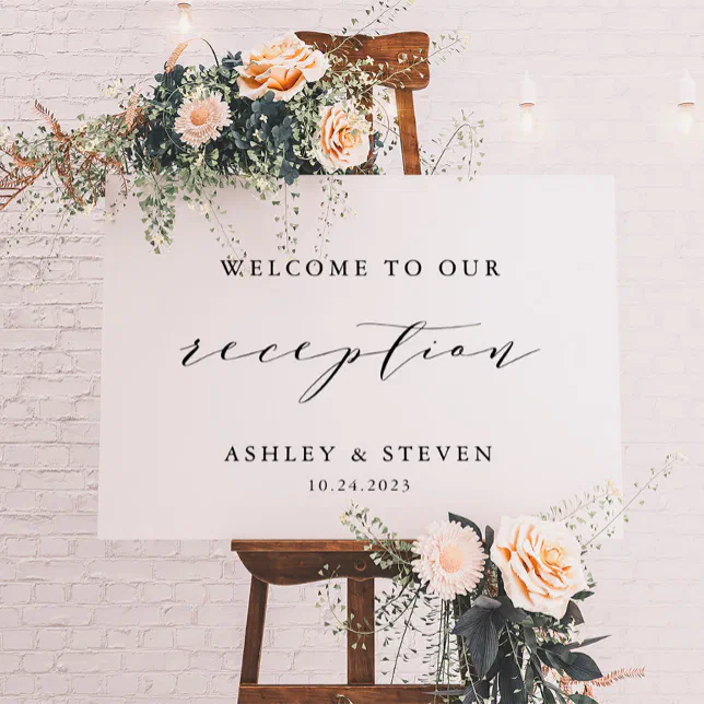 Rustic Calligraphy Wedding Reception Welcome Sign | Zazzle