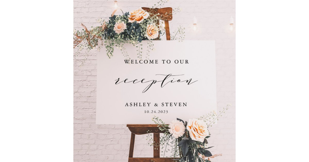 Rustic Calligraphy Wedding Reception Welcome Sign | Zazzle
