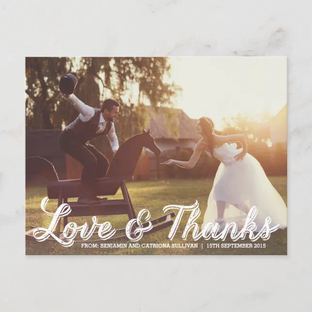 Rustic Calligraphy Wedding Thank You Postcard | Zazzle