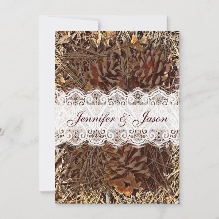 Rustic Camo Camouflage Lace Wedding Invitations | Zazzle