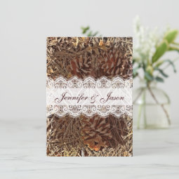 Rustic Camo Camouflage Lace Wedding Invitations | Zazzle