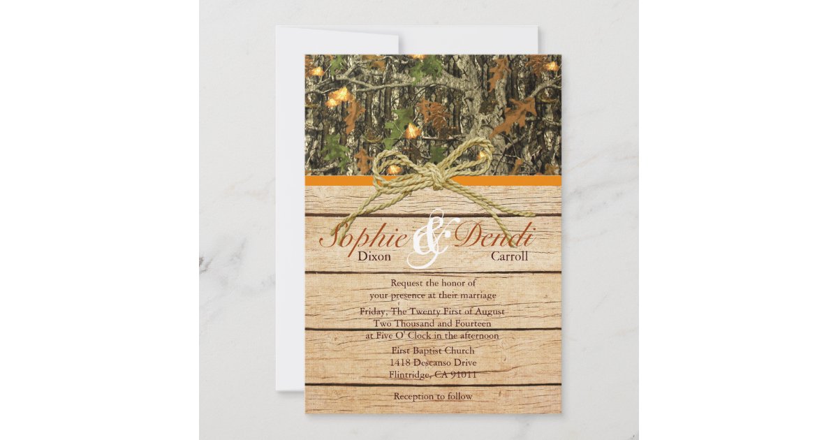 Rustic Camo Wedding Invitation | Zazzle