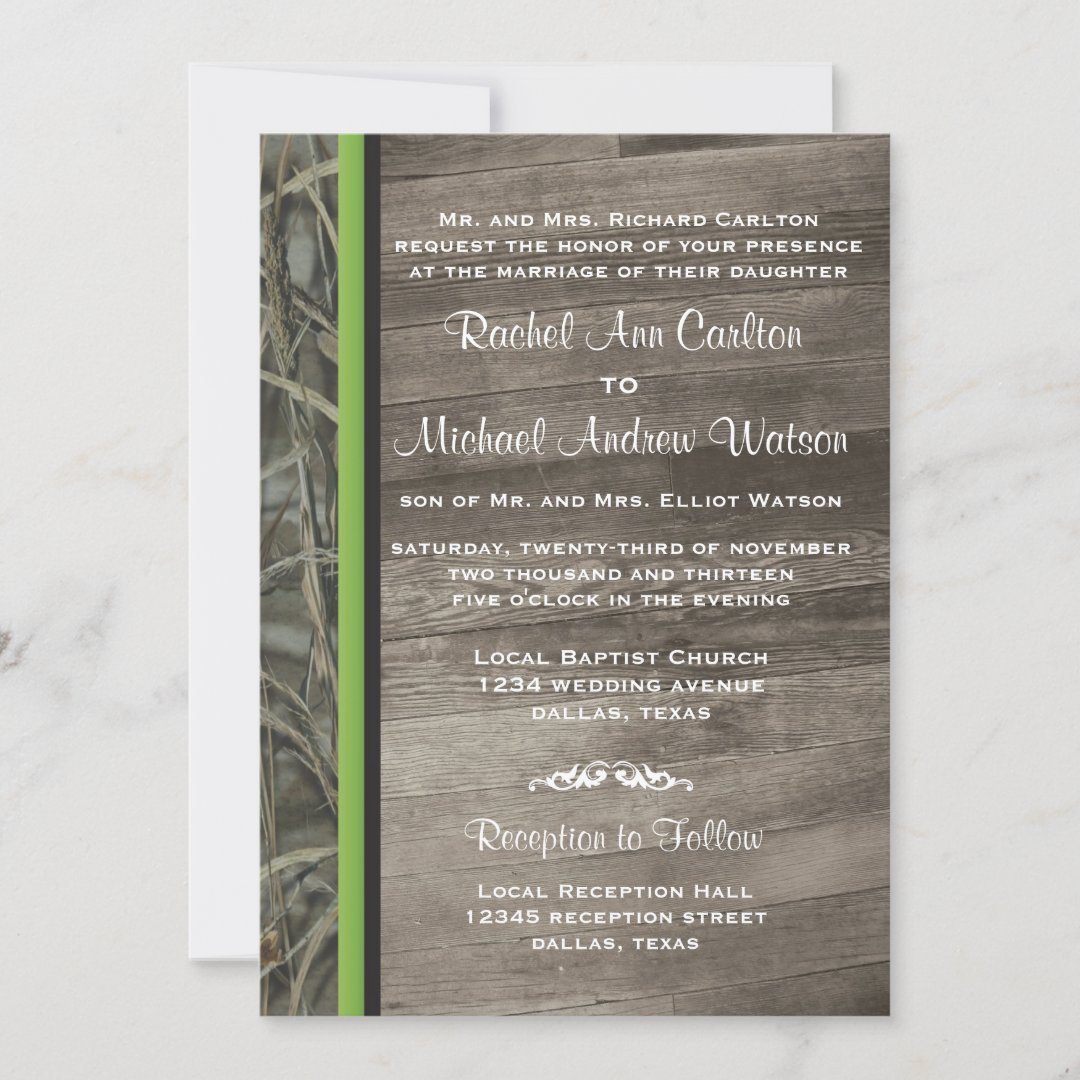 Rustic Camo Wedding Invitations | Zazzle