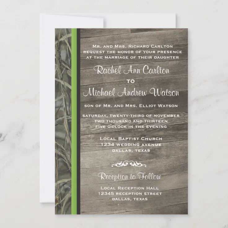 Rustic Camo Wedding Invitations | Zazzle
