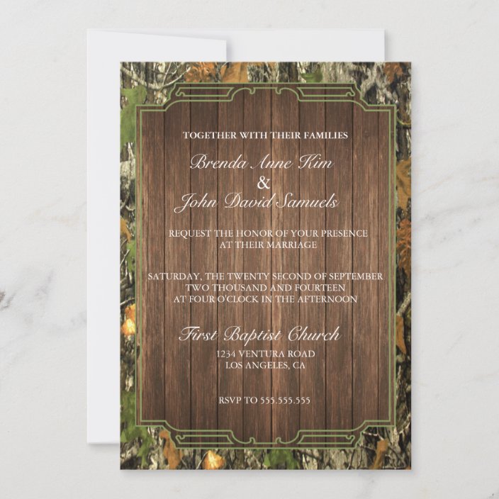 Rustic Camo Wood Wedding Invitation | Zazzle.com