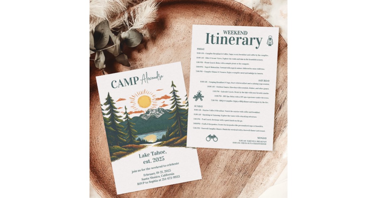 Rustic Camp Weekend Retreat Bachelorette Invitation | Zazzle