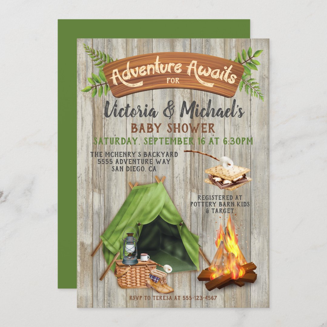 Rustic Camping Adventure Baby Shower Invitation | Zazzle