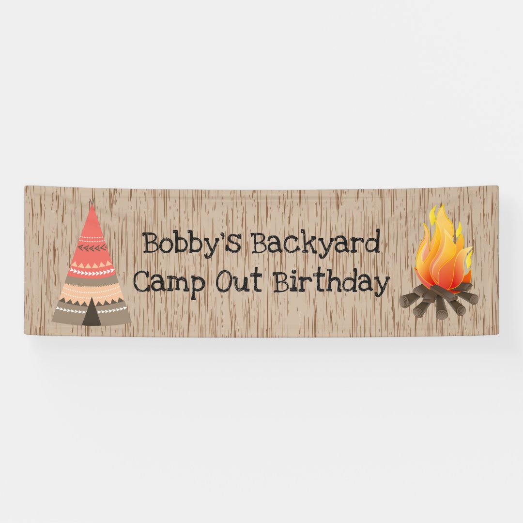 Rustic Camping Birthday Banner | Zazzle