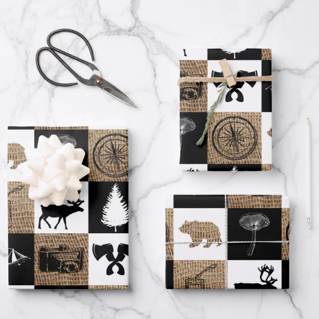 Rustic Camping Outdoors Adventure Wrapping Paper Sheets | Zazzle