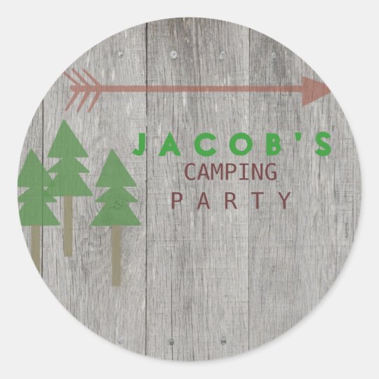 Rustic Camping Party Sticker | Zazzle.com