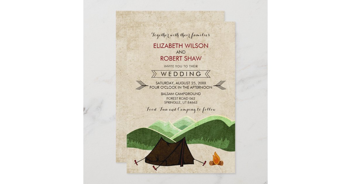 Rustic Camping Wedding Invitations | Zazzle