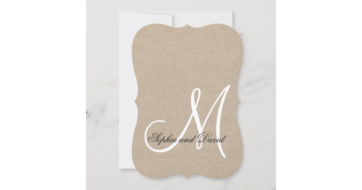 Rustic Canvas Wedding Custom Monogram Invitation | Zazzle