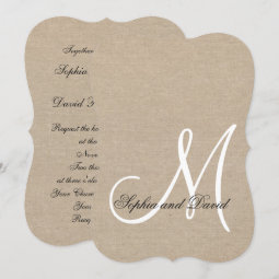 Rustic Canvas Wedding Custom Monogram Invitation | Zazzle
