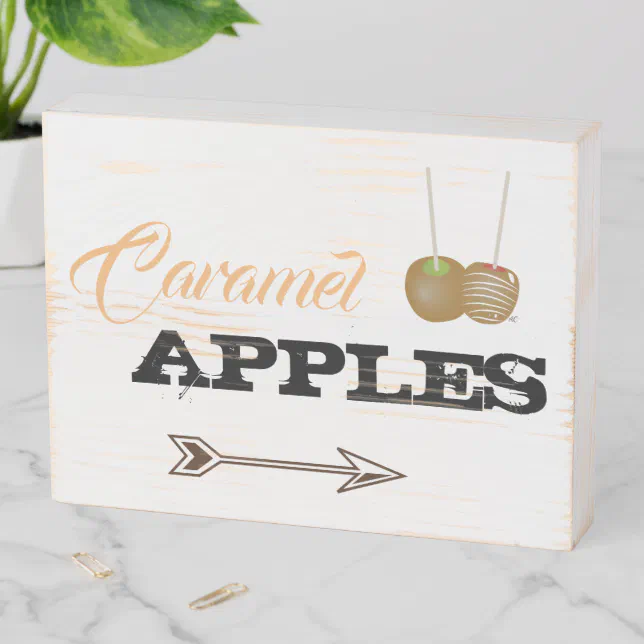 Rustic Caramel Apples Wooden Box Sign | Zazzle
