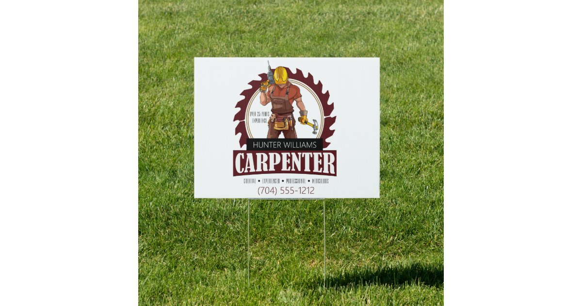 Rustic Carpenter Handyman Contractor Professional Sign | Zazzle