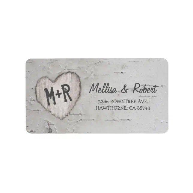 Rustic Carved Birch Tree Label | Zazzle
