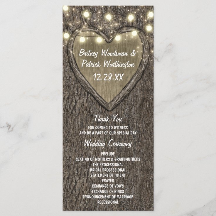 Rustic Carved Oak Tree Country Wedding Programs | Zazzle