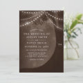 Rustic Carved Tree String Light Brown Wedding Invitation | Zazzle