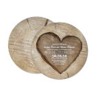 Rustic carved tree wood heart wedding invitation | Zazzle