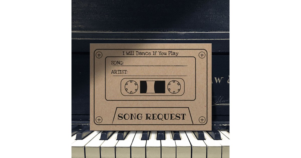Rustic Cassette Wedding Song Request Kraft Insert | Zazzle