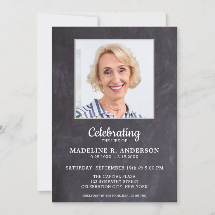 Rustic Celebration Of Life Memorial Photo Funeral Invitation | Zazzle