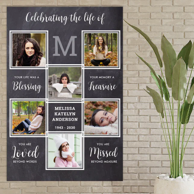 Rustic Celebration Of Life Memorial Unique 6 Photo Poster | Zazzle