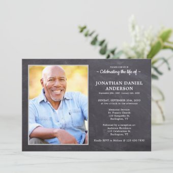 Rustic Celebration Of Life Photo Funeral Memorial Invitation | Zazzle