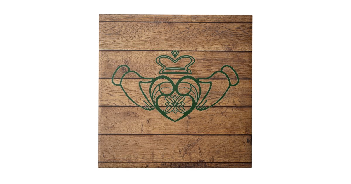 Rustic Celtic Claddagh Ceramic Tile | Zazzle