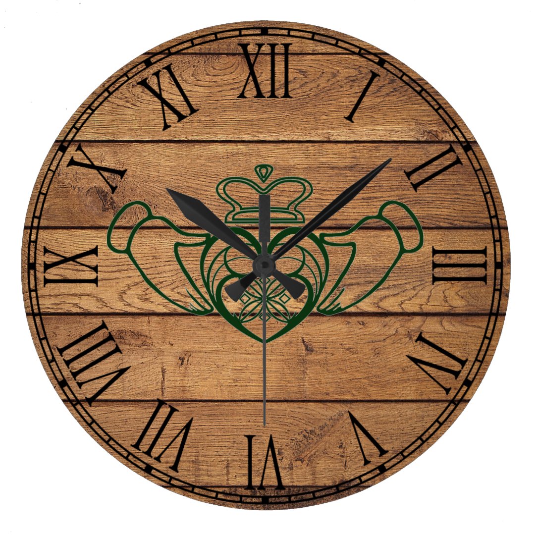 Rustic Celtic Claddagh Large Clock | Zazzle