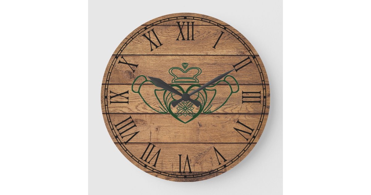 Rustic Celtic Claddagh Large Clock | Zazzle