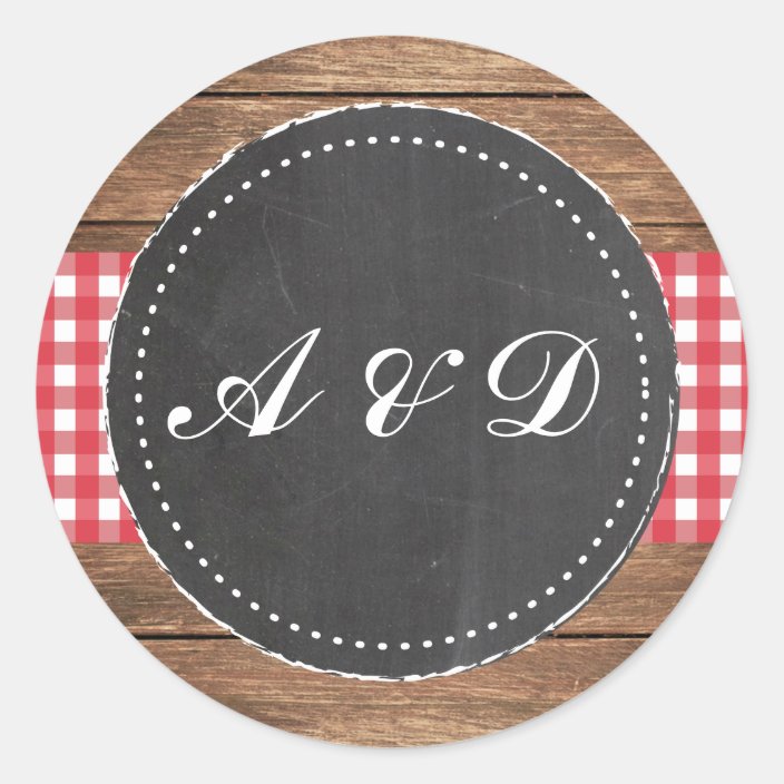 Rustic Chalk and Red Wood Stickers Labels | Zazzle.com