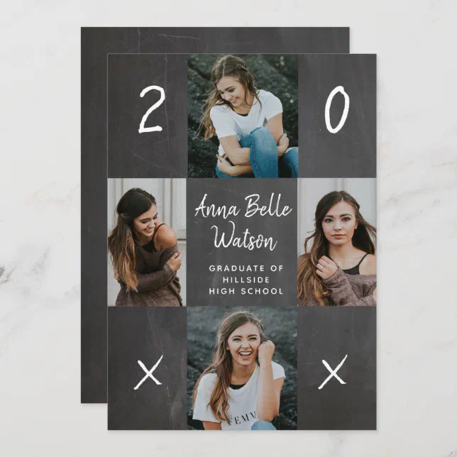 Rustic Chalk Photo Collage School Graduation Party Invitation | Zazzle