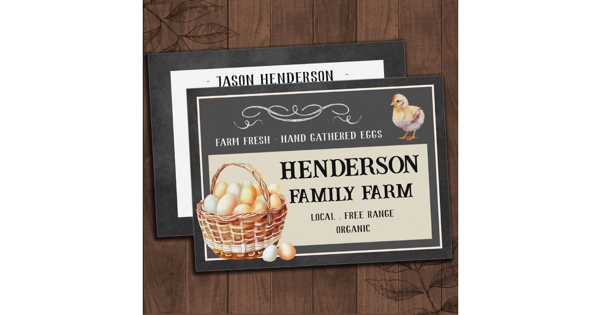 Rustic Chalkboard Chicken Eggs Farm Business Card | Zazzle
