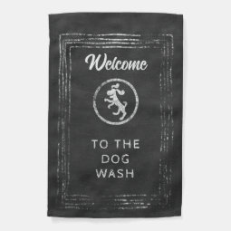 Rustic chalkboard dog wash logo garden flag | Zazzle