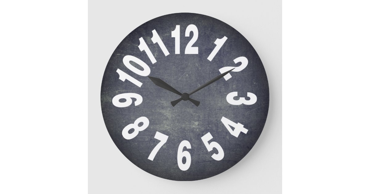 Rustic Chalkboard Large Numbers Large Clock | Zazzle