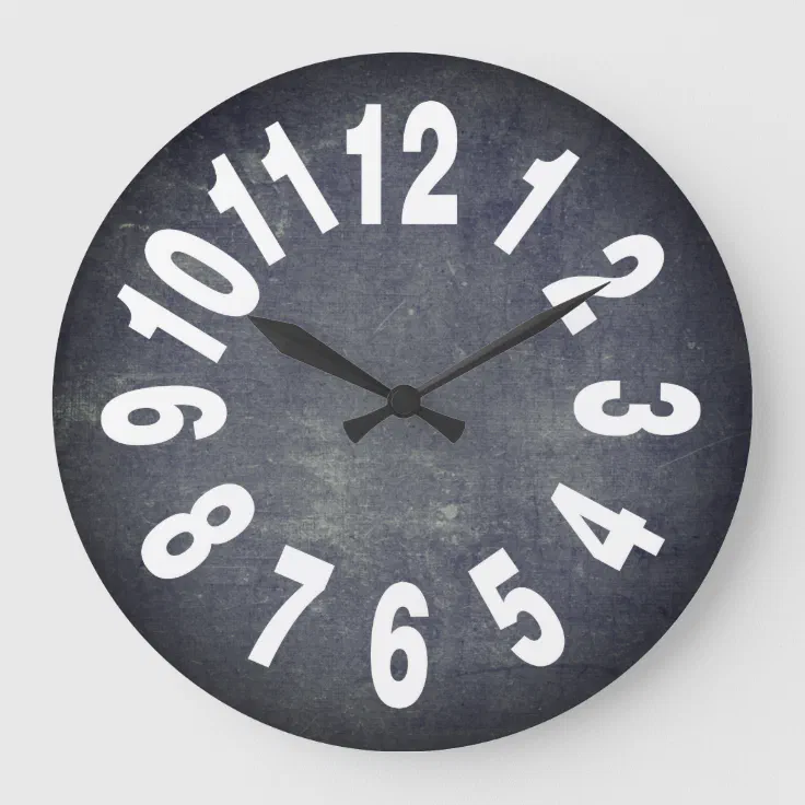 Rustic Chalkboard Large Numbers Large Clock | Zazzle