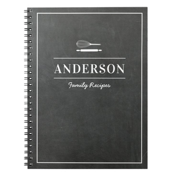 Rustic Chalkboard Personalized Family Recipe Book | Zazzle
