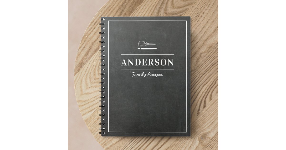 Rustic Chalkboard Personalized Family Recipe Book | Zazzle
