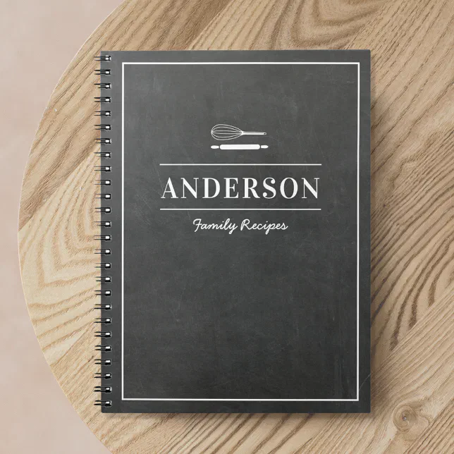 Rustic Chalkboard Personalized Family Recipe Book | Zazzle