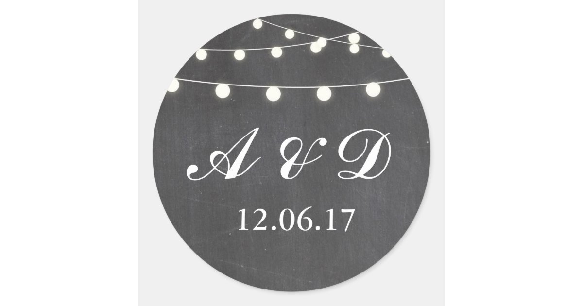 Rustic Chalkboard String Lights Stickers Labels | Zazzle