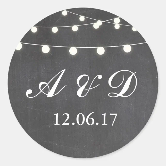 Rustic Chalkboard String Lights Stickers Labels | Zazzle