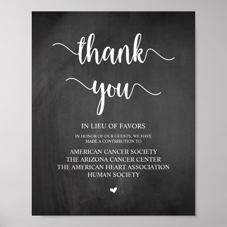 Rustic Chalkboard, Wedding Donation, Contribution Poster | Zazzle