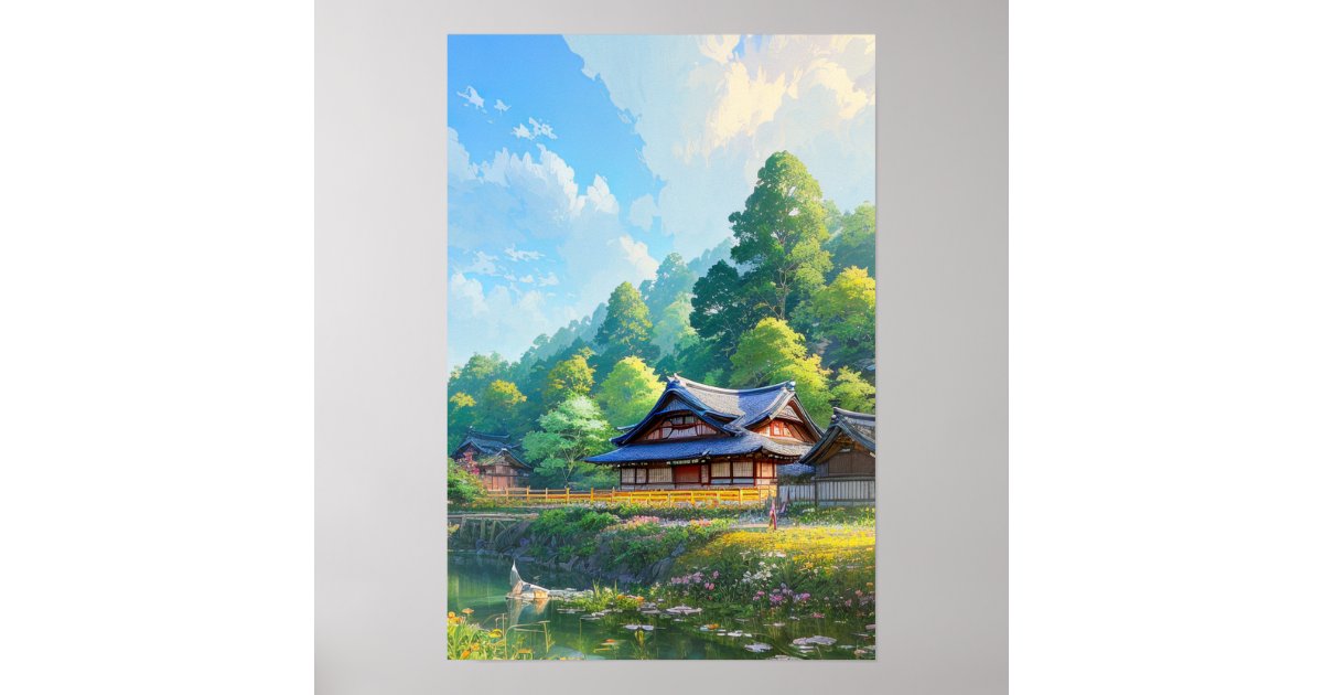Rustic Charm of Countryside Village Poster | Zazzle
