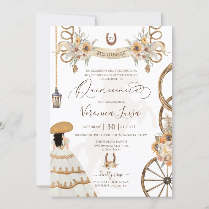 Rustic Charro Floral Boho Country Quinceanera Invi Invitation | Zazzle