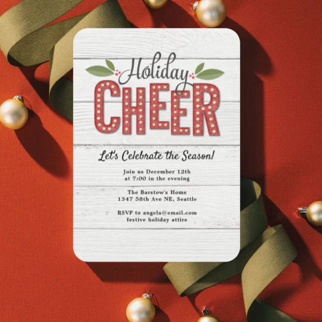 Rustic Cheer Holiday Party Invitation | Zazzle